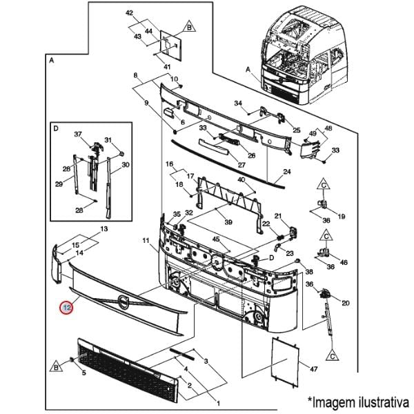 PAINEL C/ EMBLEMA SUPERIOR CAPÔ CAMINHÃO VOLVO FH - Dex Peças
