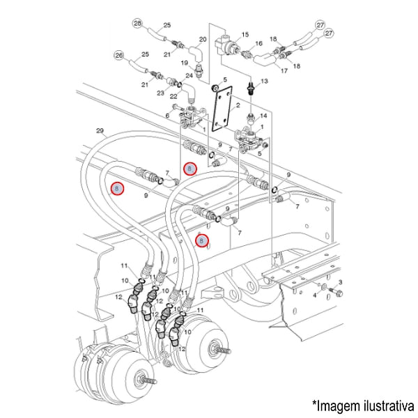 MANGUEIRA AR 650MM FREIO DIANT/TRAS. CAMINHÃO/ÔNIBUS VOLVO - Dex Peças