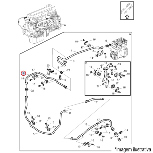 TUBO COMPRESSOR AR CAMINHÃO VOLVO FM - Dex Peças